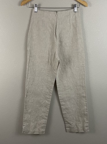 Reformation Womens Size 2 Beige Neutral 100% Linen High Waist Back Zip ...