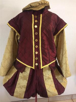 Mens Elizabethan Renaissance Shakespeare Doublet Slops/Breeches Hat ...
