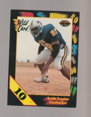 1991 Wild Card 10 Yellow Stripe #149 Keith Traylor rookie card, Denver ...