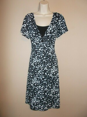Elementz Petites Size PM Black & White Foral Fit and Flare Dress Black ...
