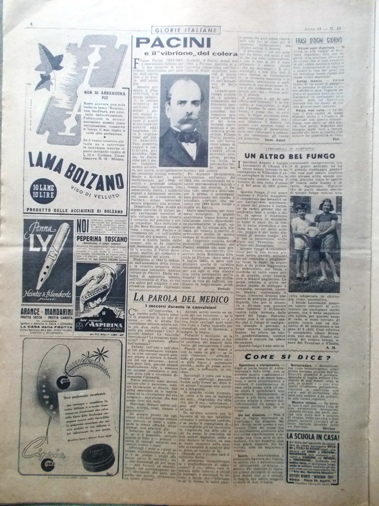 La Domenica del Corriere 13 Dicembre 1942 WW2 Filippo Pacini Colera ...