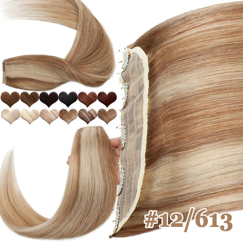 HIGHLIGHT One Piece Clip in Human Hair Extensions 3/4 Full Head Remy ...