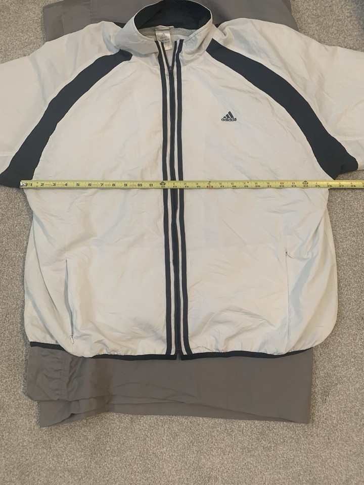 VTG 2005 Adidas Climaproof Men's Full Zip Jacket White w/ Dark Blue ...