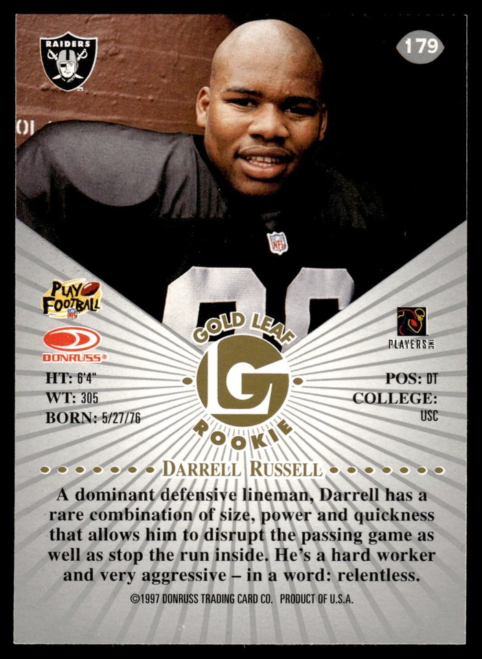 1997 Leaf #179 Darrell Russell Near Mint or Better | eBay