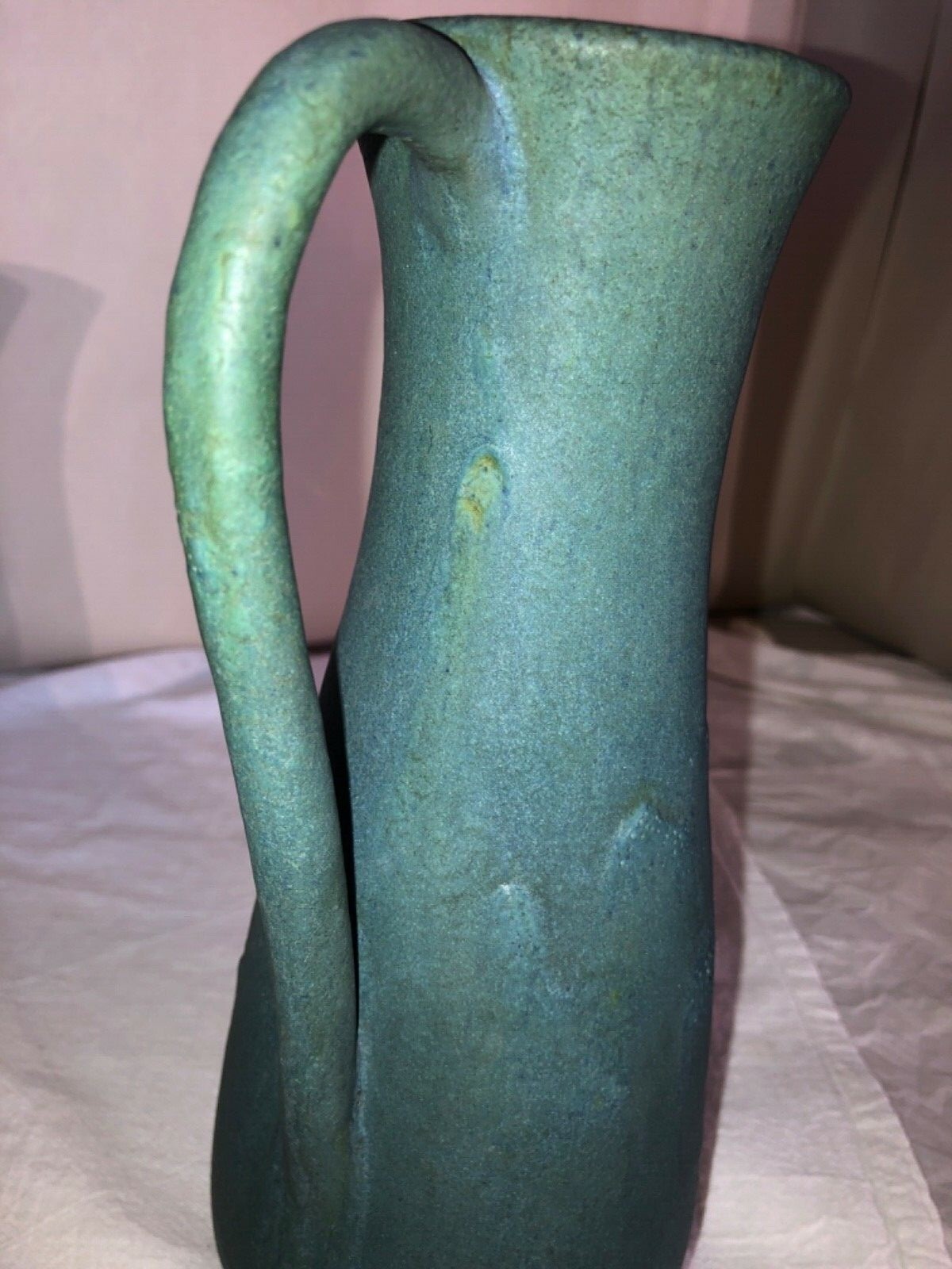 Merrimac Pottery Co Pitcher/Ewer-1902-1908-Matte Blue-Arts & Crafts ...