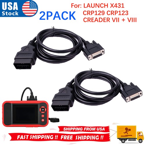 2* OBD2 OBDII Cable For Launch CRP 123 X Pro Creader VII+&CRP 129 VIII ...