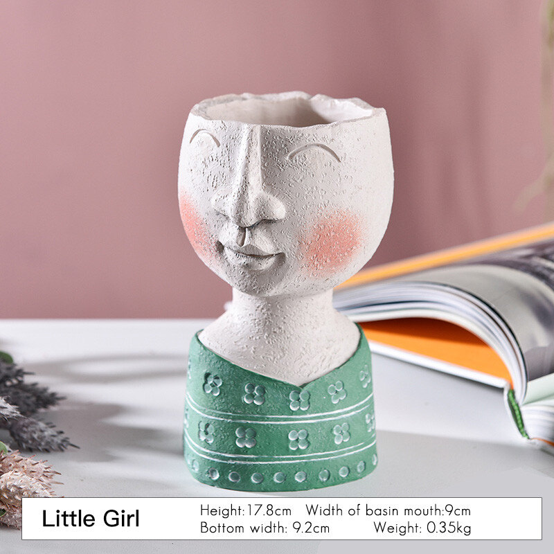 Resin Flower Pot Portrait Sculpture Planter Succulent Vase Face ...