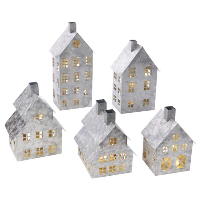 Emryn House 5pc Farmhouse Village Set with String Lights | eBay