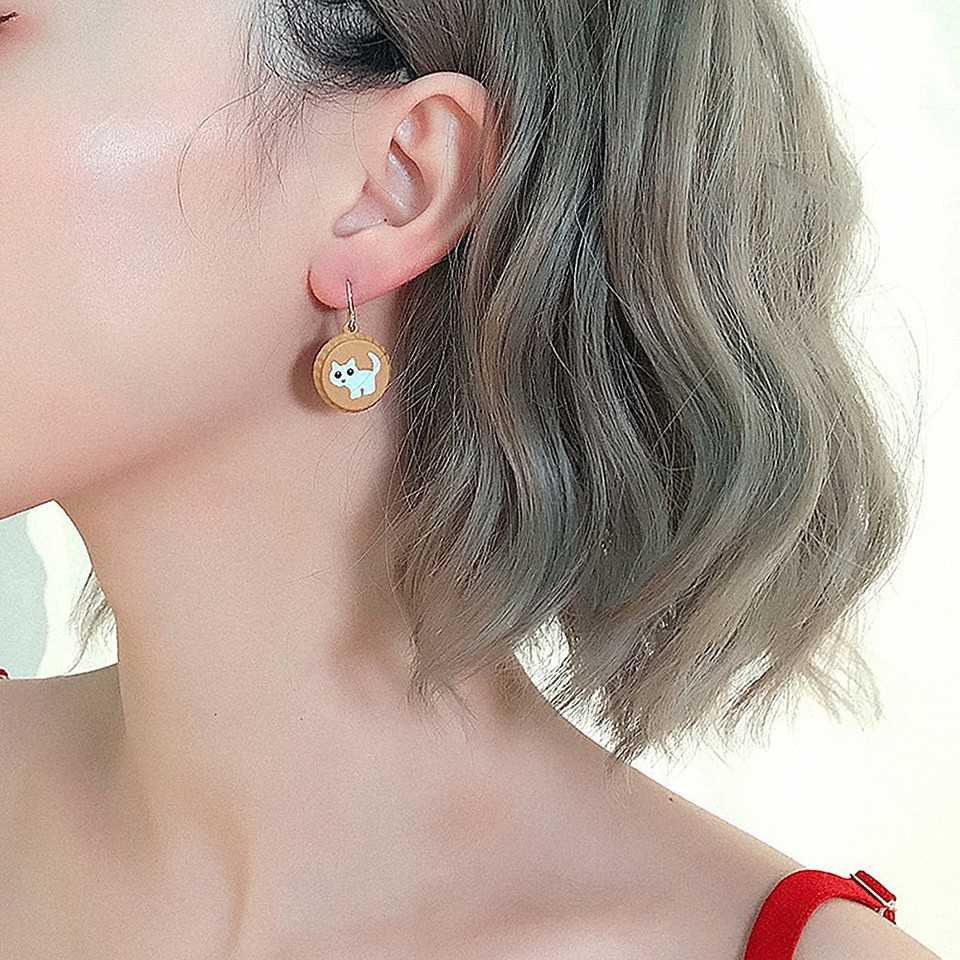 Cartoon Cat Pattern Eardrop Simple Interesting Bottle Caps Shaped ...