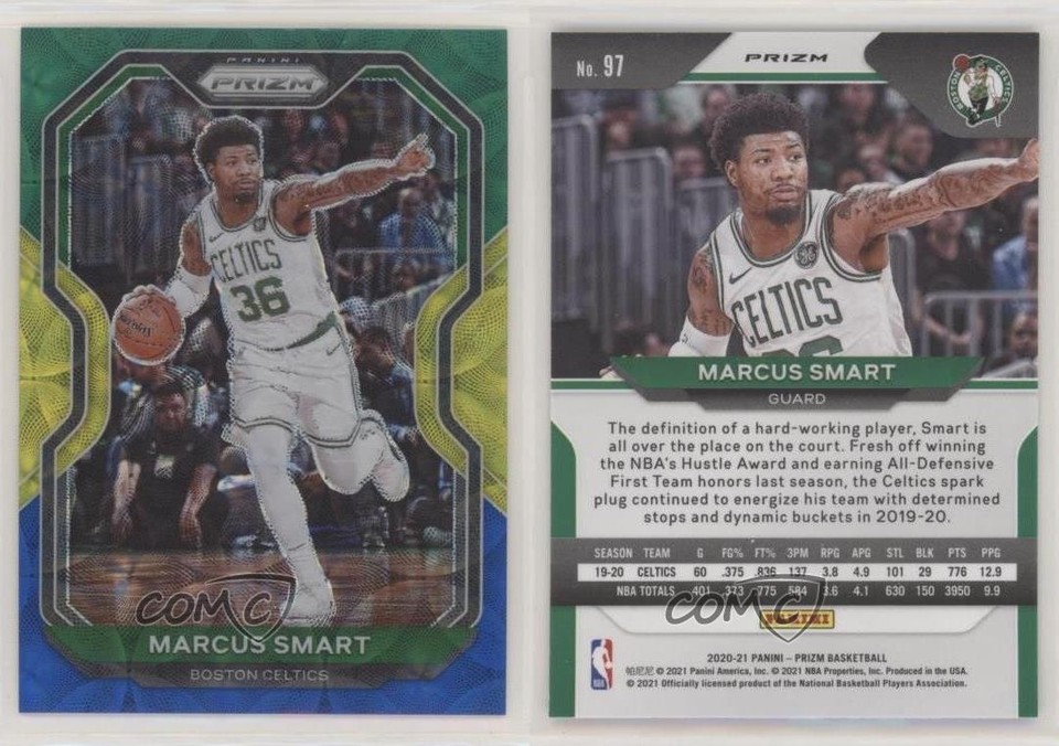 2020-21 Panini Prizm Choice Blue Yellow & Green Prizm Marcus Smart #97 ...
