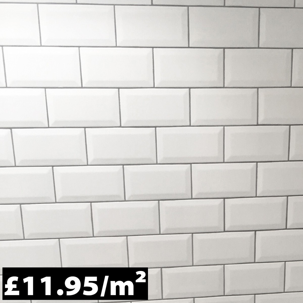 White Beveled Tile With Beige Grout Metro Bevel White Wall Tiles