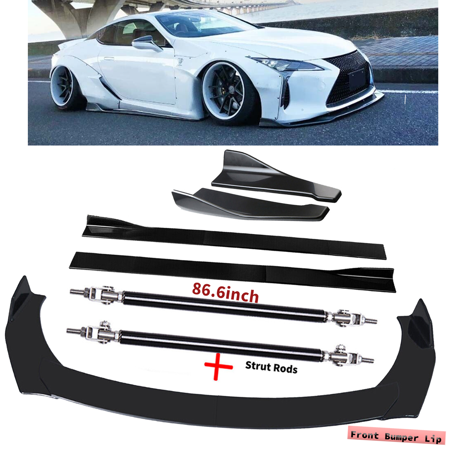 Front Rear Bumper Lip Spoiler Body Kit Splitter Side Skirt For Lexus ...