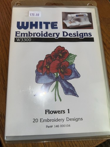 WHITE Flowers #1 Embroidery Designs PES Card/Disc W3300 Complete w ...