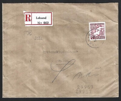 Sweden #350 1944 Marine Chart Centenary 60o - registered cover LEKSAND ...
