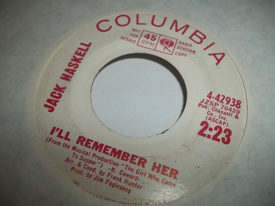 JACK HASKELL WLP PROMO 45 I'LL REMEMBER HER /THIS TIME IT'S TRUE LOVE ...