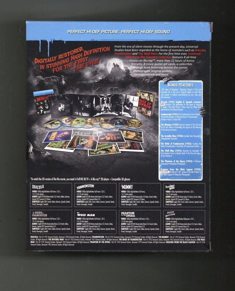 UNIVERSAL MONSTERS • ESSENTIAL COLLECTION • REGION FREE • LIKE NEW ...