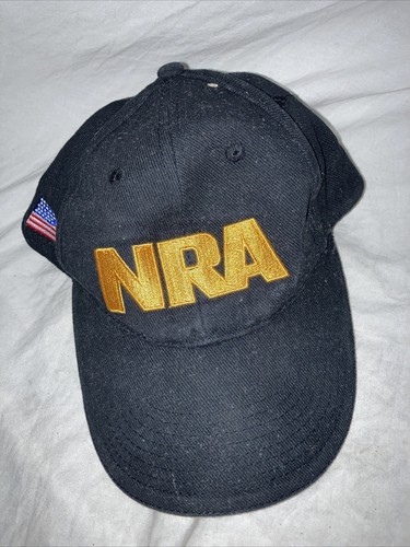 NRA National Rifle Association Adjustable Hat Cap Black & Gold w Flag ...