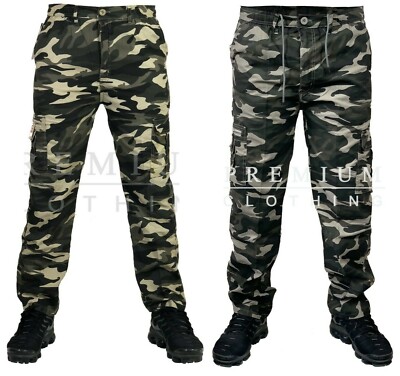 Mens Elasticated Camouflage Trousers Cargo Combat Lightweight Work Pant ...