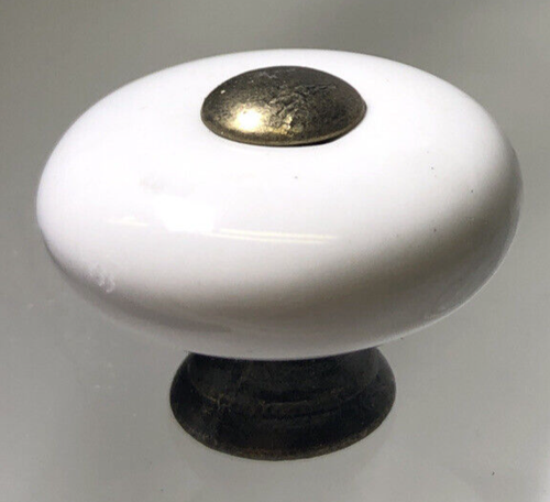 5 Amerock Mushroom White Ceramic Porcelain Brass Drawer Cabinet Knobs ...