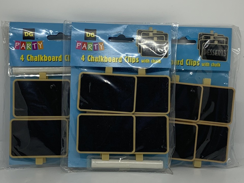 Lot Of 3 Packs 4 Each (12) Mini Chalkboard Clips with chalk Wedding ...