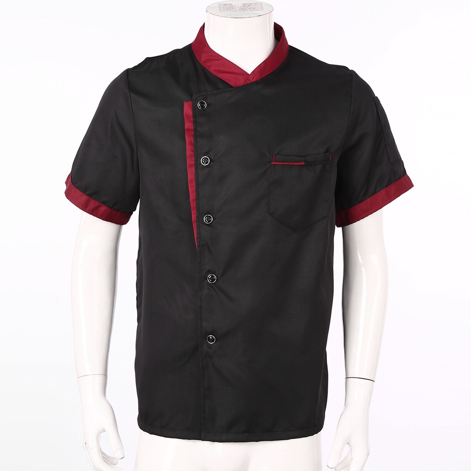 Men's Chef Coat Uniform Short Sleeve Cook Jacket Restaurant Kitchen ...