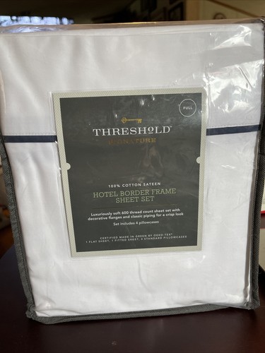 Threshold Signature Hotel Border Frame Sheet Set 600 Thread Count (Full ...