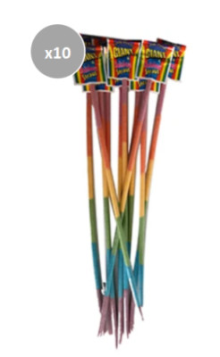 900874 10 X 13g SHERBET STRAWS OF THE CANDY POWDER GIANT RAINBOW STRAW ...