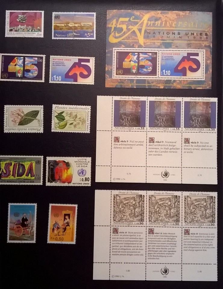 UN GENEVA 1990 Scott 182-194 MNH United Nations Complete Year ...