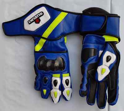 Suzuki GSXR Motorcycle Leather Racing Men's Gloves Motorbike Riding ...