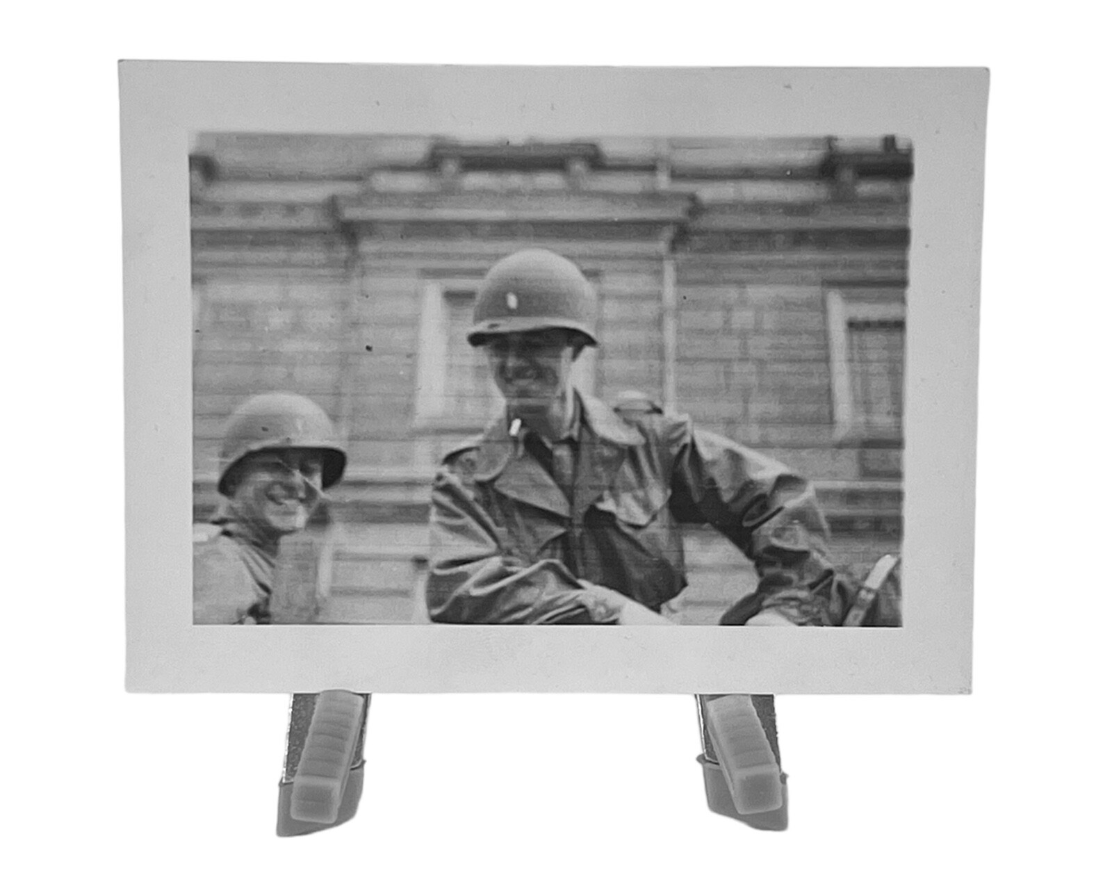 WW2 Era Photo U.S. Army Lieutenant All Smiles With GI M1 Helmets | eBay