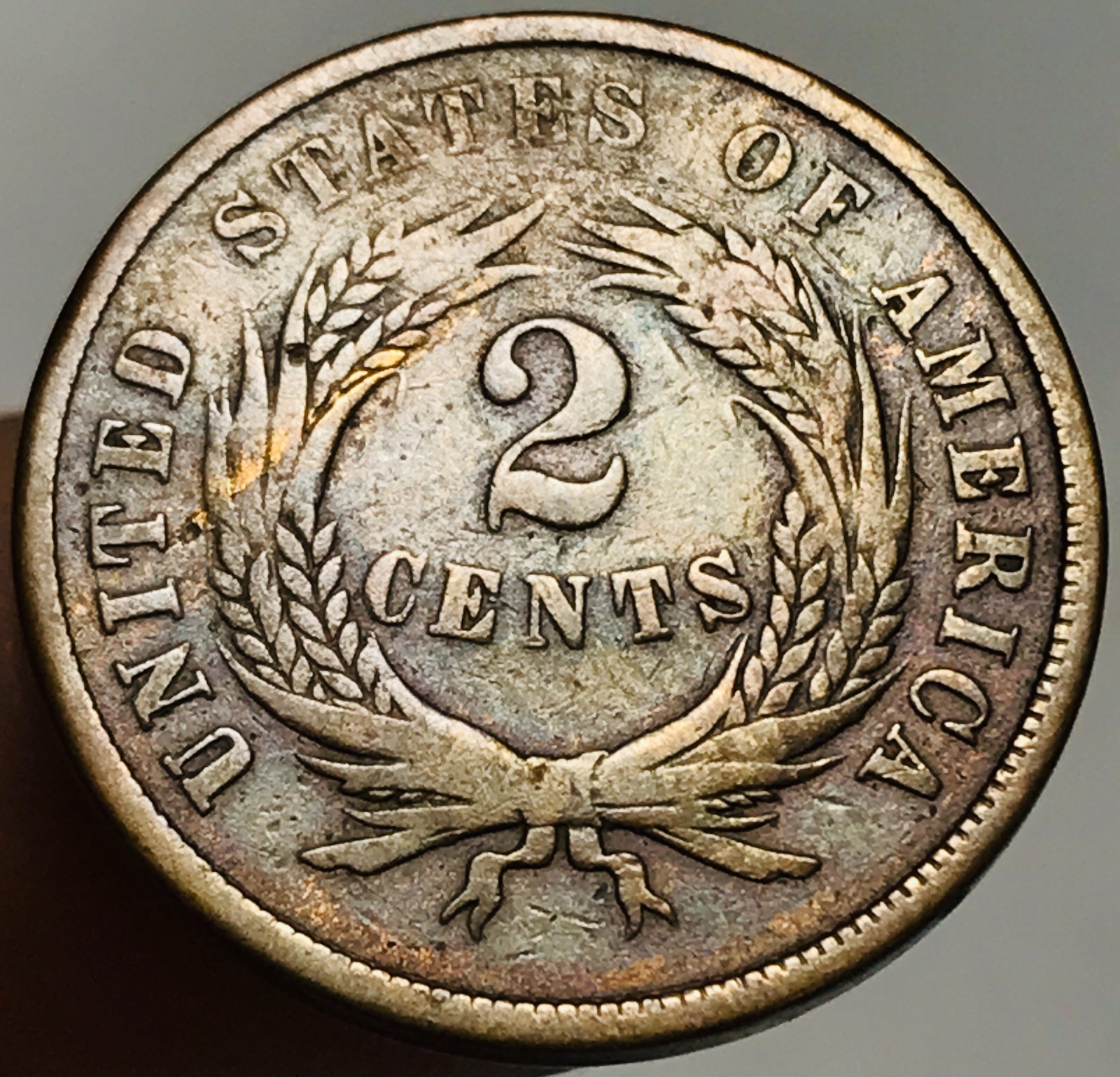 1865 Two Cent Piece 2C Ungraded Civil War Date US Copper Coin CC28806 ...