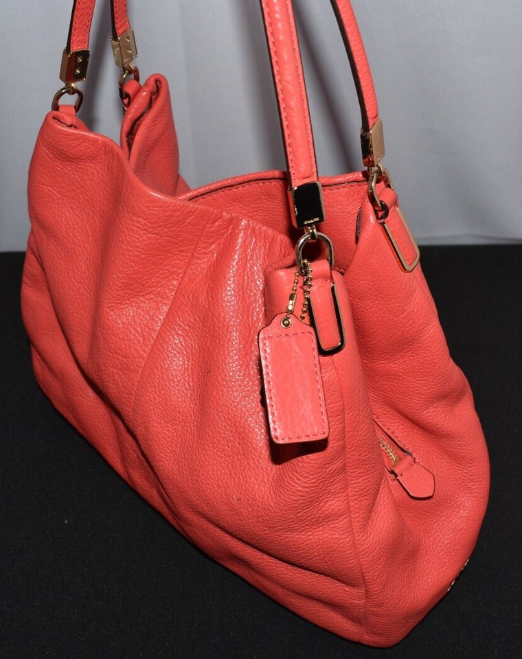 Coach Madison Pebble Leather Salmon Pink Hobo Shoulder bad with Wallet ...