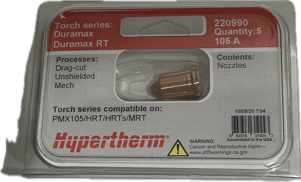 5 Nozzles Hypertherm Powermax 105 - 105 Amp 220990 For Duramax Plasma ...