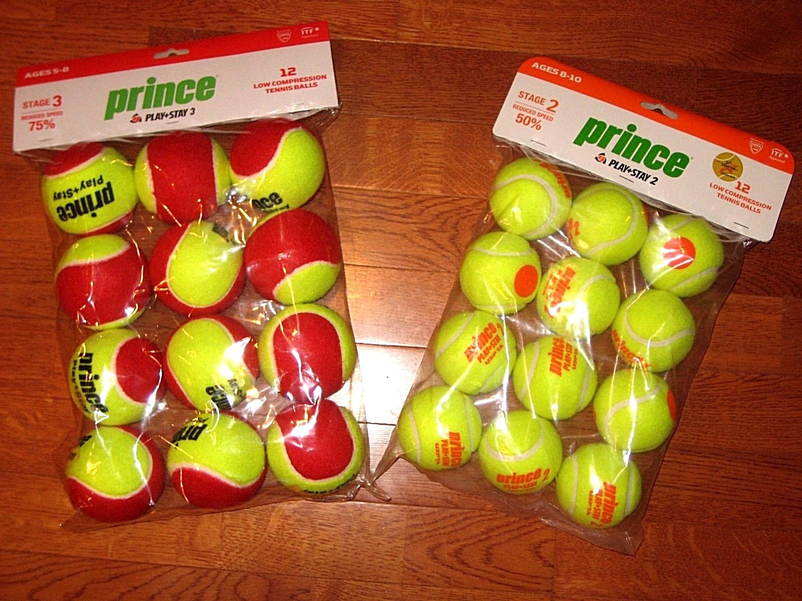 Prince Tennis Balls - Low Compression Stage 2 (Ages 8-10) or Stage 3 ...
