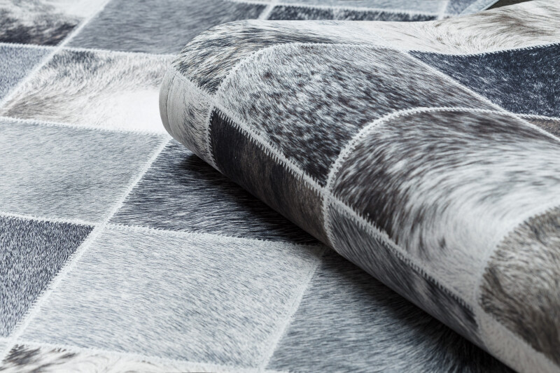 Modern practical printed RUG PATCHWORK Cow Hide Patchwork squares grey ...
