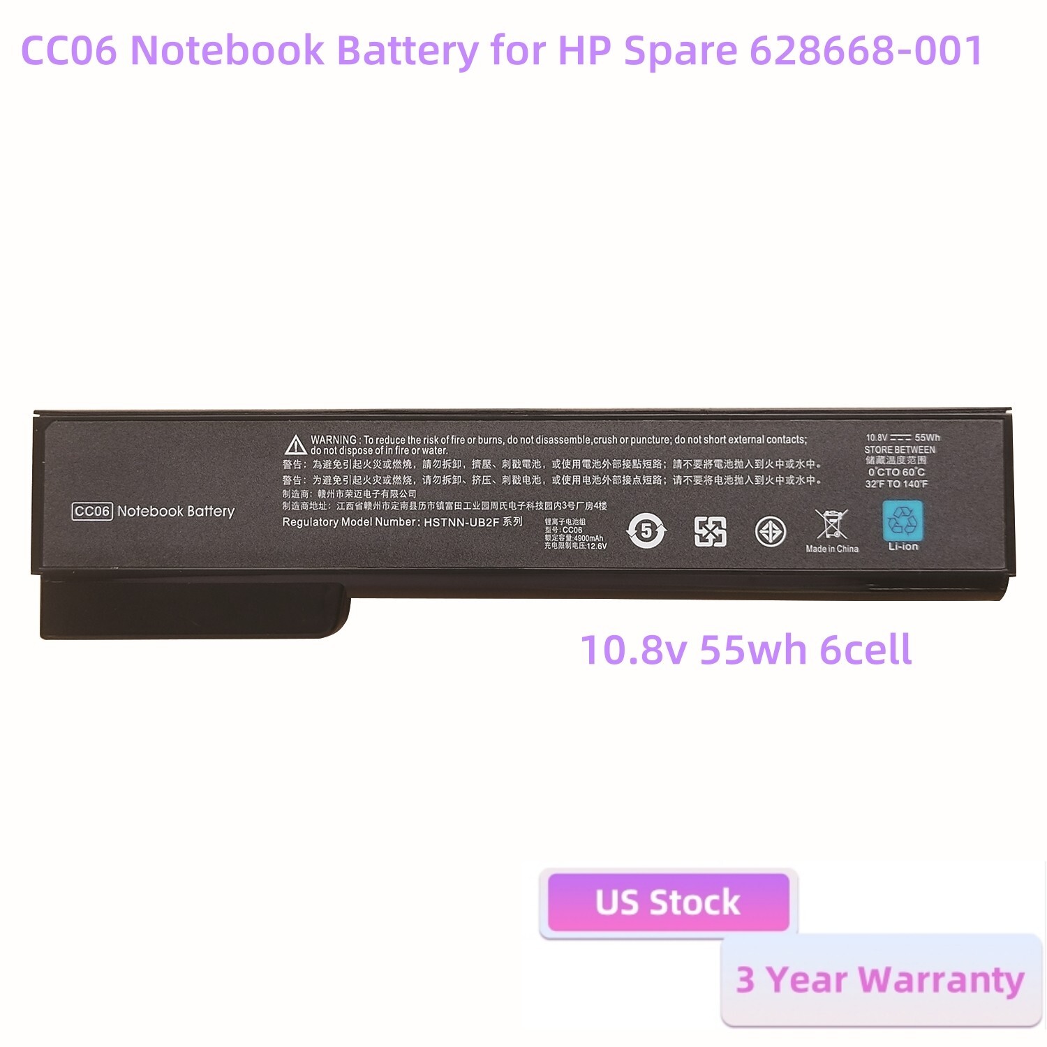 CC06 Notebook Battery for HP Spare 628668-001 EliteBook 8460W 8460P ...