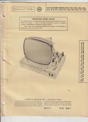 1951 KAYE-HALBERT-TV Model Q14-914 - Photo Fact Folder - Complete Sept ...