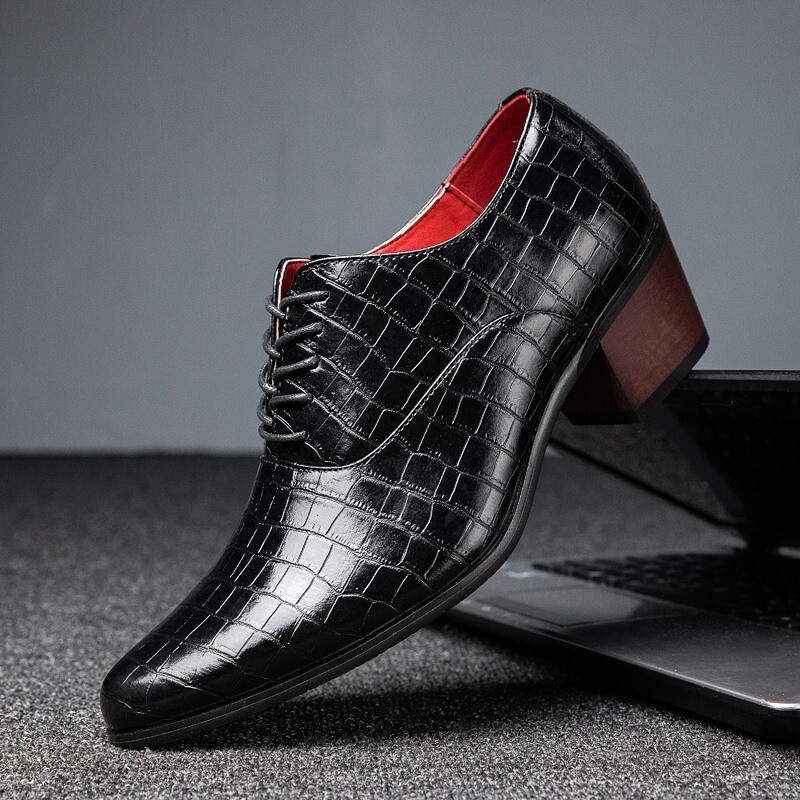 Mens Formal Business High-Heel Low-Top Wedding Shoes Pu Leather Oxfords ...