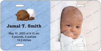Baby Boy Announcement Customized Pic Text License Plate Tag For Auto ...
