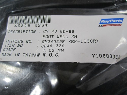 1960 1961 1962 1963 1964 1965 1966 CHEVROLET GMC R/H TRUCK KICK PANEL ...