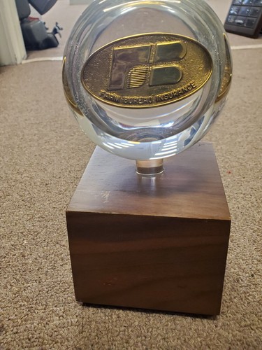 Farm Bureau Insurance Vintage Award Trophy, walnut base, acrylic top ...