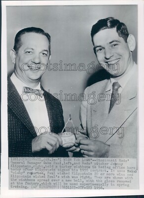 1956 Cincinnati Reds Baseball Mngr Gabe Paul J Klippstein Wishbone ...