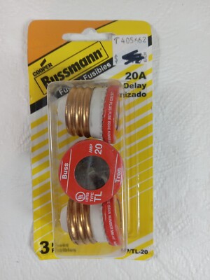 Cooper Bussmann 20A Time Delay Fuses BP/TL20 Edison Base 125VAC Plug ...
