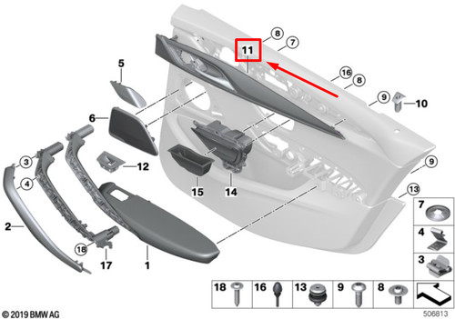 NEW BMW 5 G30 REAR LEFT DOOR PANEL DECORATIVE TRIM 51428092317 8092317 ...