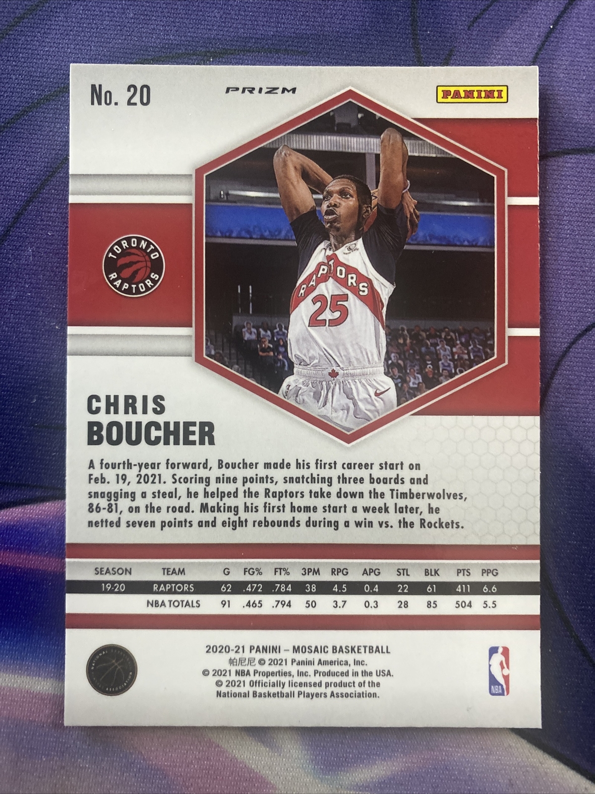 NBA 2021 Mosaic Basketball Blue Reactive Chris Boucher #20 | eBay