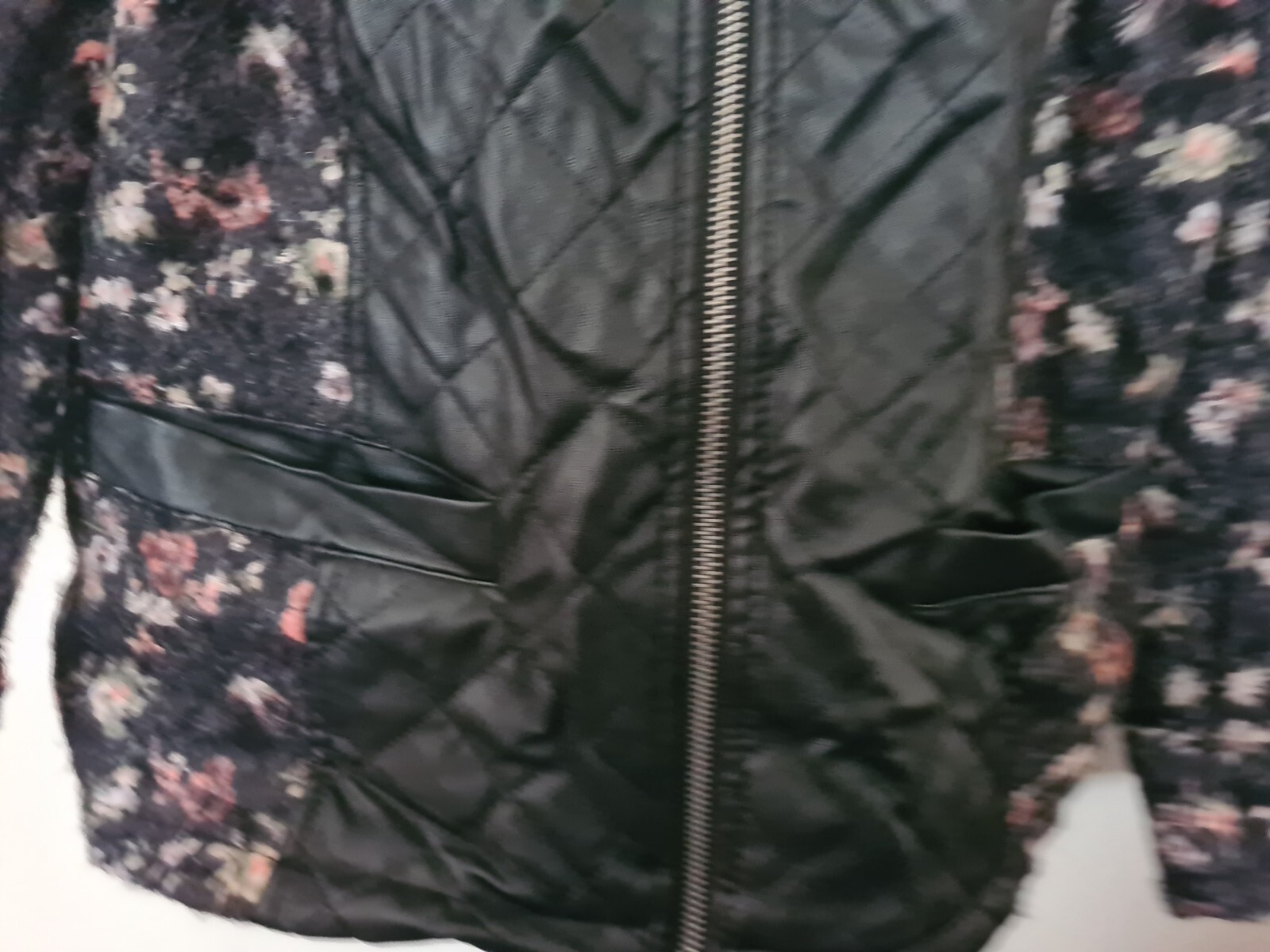 Klass Floral and Faux Leather Lined Jacket Black/Multi Size 16 RRP £50. ...