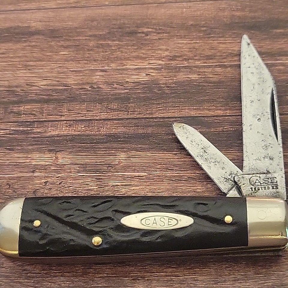 CASE TESTED XX SWELL END JACK Knife Made In USA 1920-40 BLACK DELRIN ...