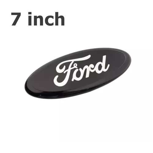 Premium 7" Silver On Full Black Oval Chrome Logo for Ford Logo Emblem ...