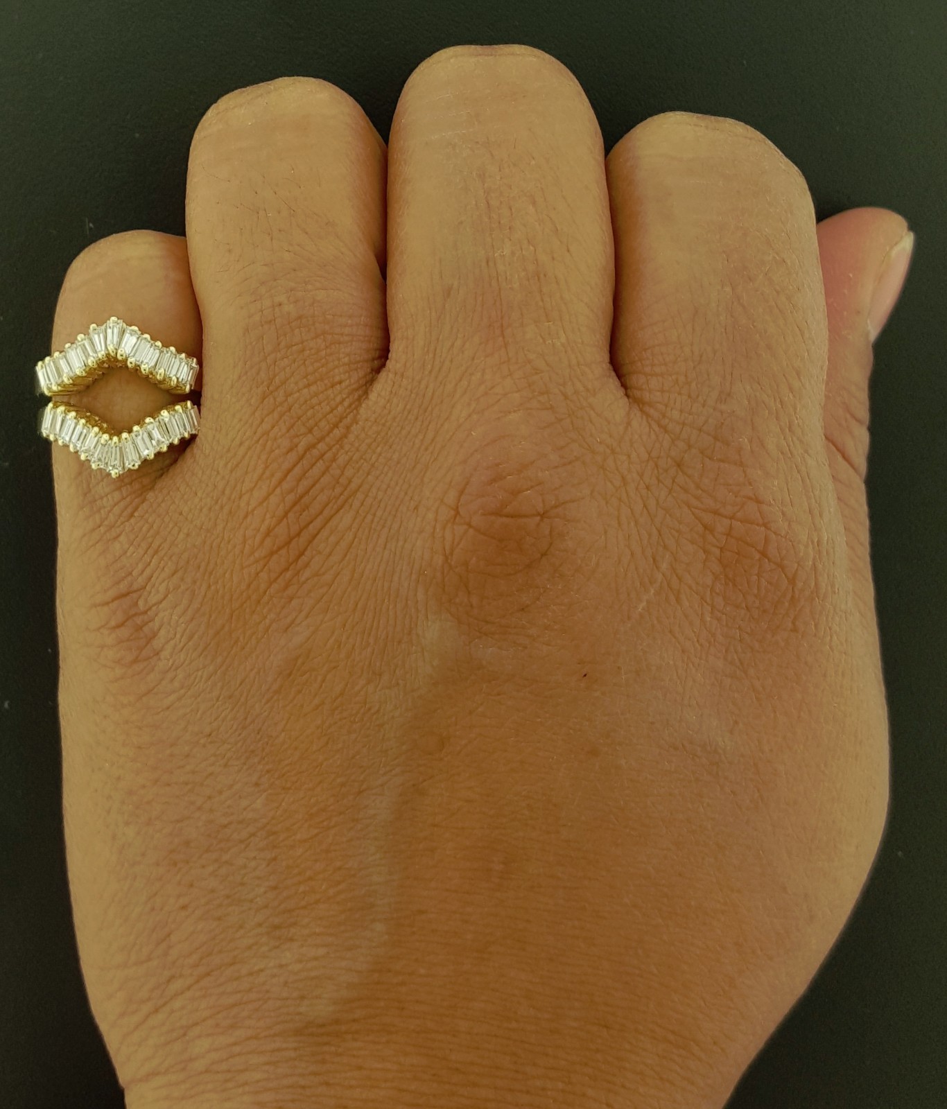 Ring Guard Jacket Wrap Chevron Style Baguettes Diamond 14K Yellow Gold ...