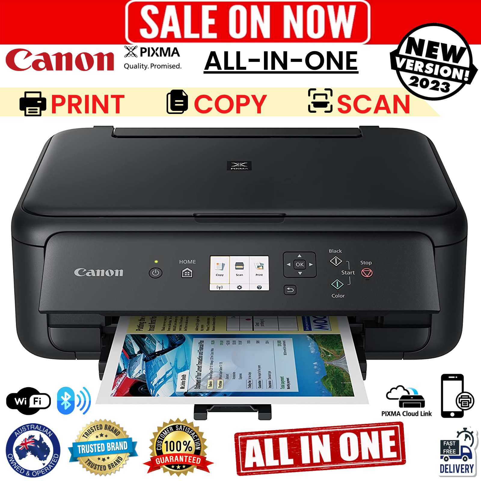 Canon PIXMA Wireless All-in-One WIFI Printer Scanner Bluetooth Inkjet ...